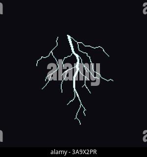 8 bit lightning bolt retro black silhouette icon. 8 bit battery charge ...