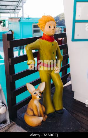 View of Little Prince statue and desert Fox sculpture figure in ...