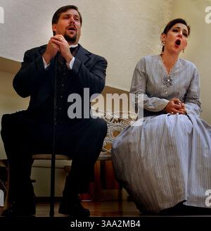 Malcolm Mackenzie as Georgio Germont and Anna Vikre as Violetta Valery ...