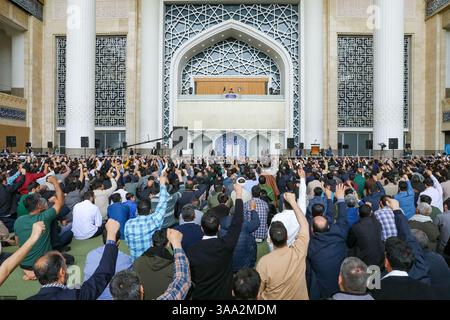 Iranian worshippers chant slogans during Friday prayers ceremony at the ...