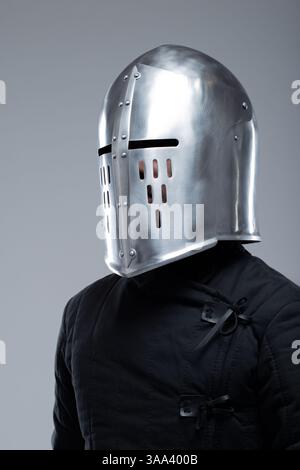 Closed Medieval Helmet with Slits. Polished silver helmet fully ...