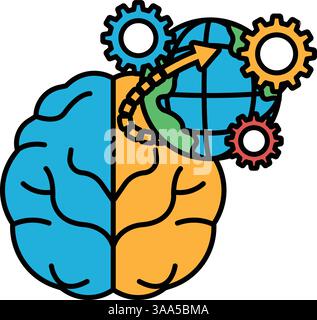 Left and right brain cartoon vector illustration Stock Vector Image ...