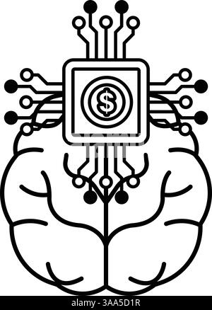 A brain with a dollar sign on it. The dollar sign is on the left side ...