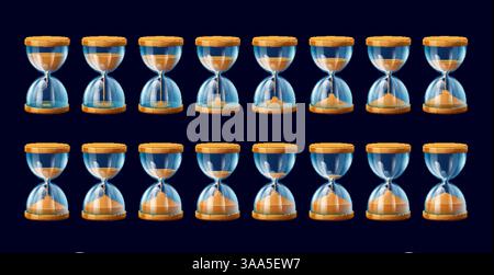 Hourglass and sandglass sprite animation sheet. Realistic 3d vector ...