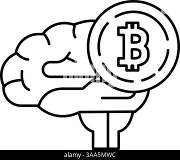 Crypto currency bitcoin on brain background Stock Vector Image & Art ...