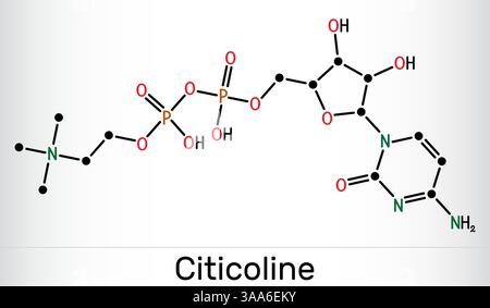 Citicoline, CDP-choline, cytidine diphosphate-choline molecule. It is ...