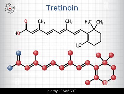 Tretinoin, ATRA molecule. All-trans retinoic acid used in dermatology ...