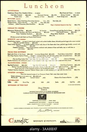 The Camelot Luncheon Menu features a bi-fold design in a horizontal ...