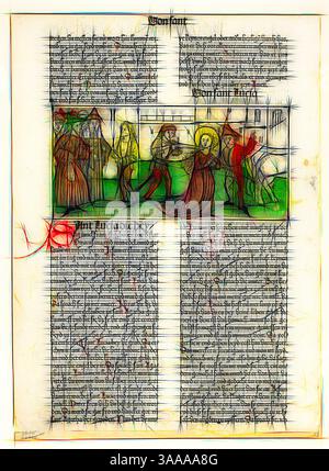An ornate manuscript featuring intricate scripts and patterns ...