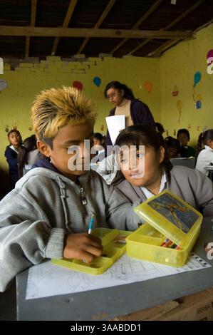 Sep 07, 2005; Chimalhuacan, State of Mexico, MEXICO; Students and ...