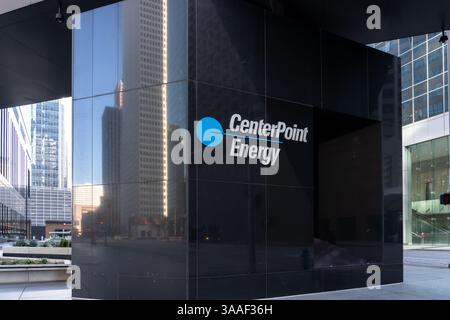 CenterPoint Energy sign outside their headquarters in Houston, Texas ...