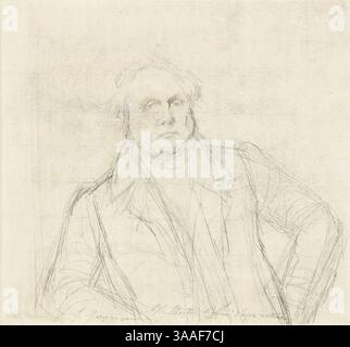 A study portrait of Louis François Bertin using chalk and pencil by ...