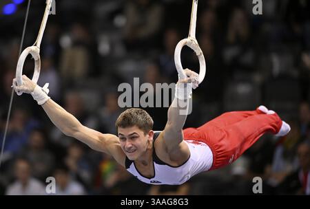 Timo Eder GER rings action gymnastics, EnBW DTB-Pokal, Porsche-Arena ...