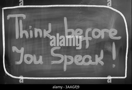 Think symbol. Concept words Think before you speak true helpful inspiring necessary kind on ...