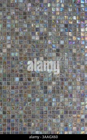 Ceramic mosaic tiles with mother-of-pearl squares laid out randomly ...