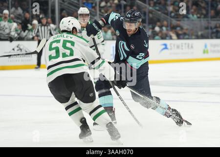 Dallas Stars' Thomas Harley (55) looks to pass as St. Louis Blues' Cam ...