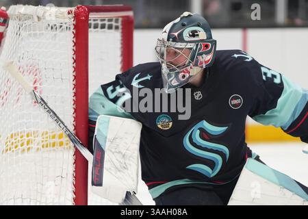 Seattle Kraken goaltender Philipp Grubauer during an NHL hockey game ...