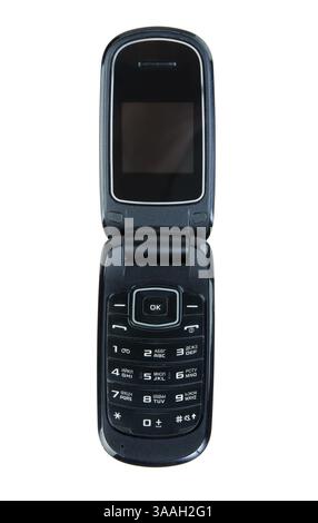 Clamshell mobile phone on a white background Stock Photo - Alamy