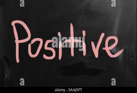 Think positive handwritten with chalk on a blackboard Stock Photo - Alamy