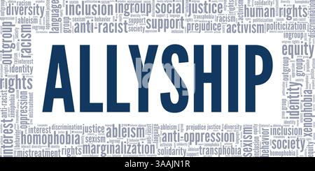 Allyship conceptual vector illustration word cloud isolated on white ...