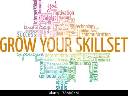 Grow Your Skill Set conceptual vector illustration word cloud isolated ...