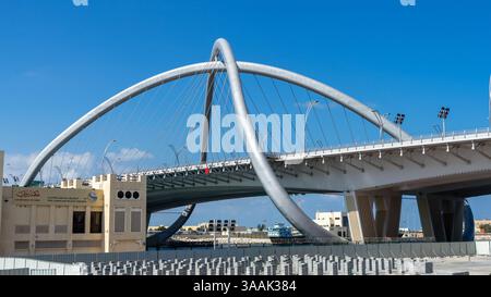 Infinity Bridge or Al Shindagha Bridge over Dubai Creek, United Arab ...