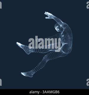 3d Man Slipping and Falling. Silhouette of a Man Fallen Down. 3D Model ...