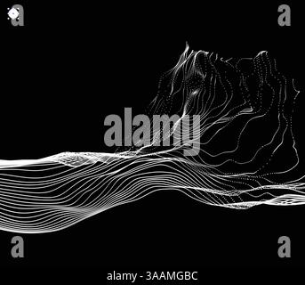 Array with Dynamic Particles. Flowing particle waves. Wavy Grid ...