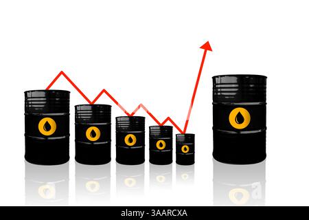 Crude oil barrels on a world map background with soft reflection. Crude ...