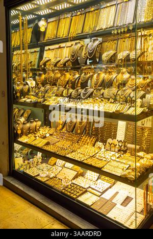 Gold jewelry is displayed at a shop in Nanjing City, east China's ...