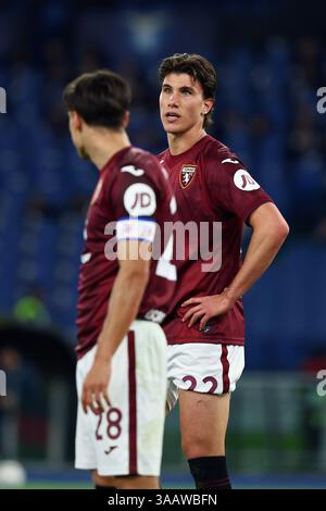 Cesare Casadei of Torino FC reacts next to Giovanni Simeone of Torino ...