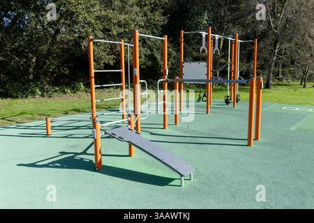 outdoor calisthenics park with various exercise equipment promotes ...