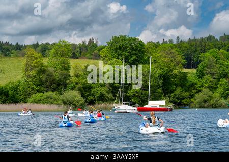 France, Doubs (25), Saint Point lake, multiple nautical activities are ...