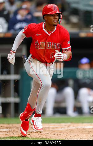 Los Angeles Angels' Kyren Paris (19) heads to home plate following his ...
