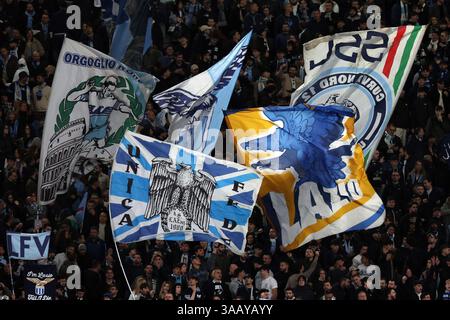 Lazio fans during the serie A Enilive match between SS Lazio v Roma at ...