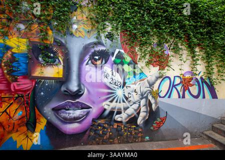 Chota and his mural `Orion Operation´, Street art, graffiti, Comuna 13 ...