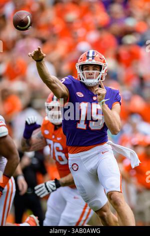 Clemson QB Hunter Johnson (15) during the Clemson Football Spring Game ...