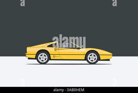 Italy, 1987: Ferrari 328 GTS Turbo. Vector illustration Stock Vector ...