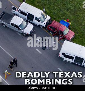 Law enforcement officials investigate a vehicle near the scene of a ...