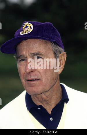 Washington DC., USA, 1991 President George H.W. Bush on the golf course ...