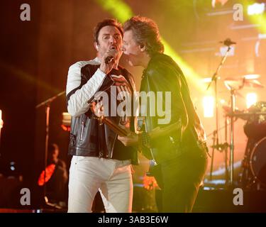 Simon Le Bon and John Taylor of Duran Duran perform during the Europe ...