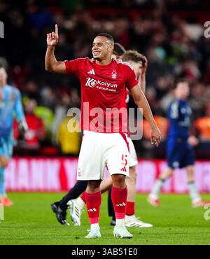 Nottingham Forest's Murillo celebrates at the final whistle following ...
