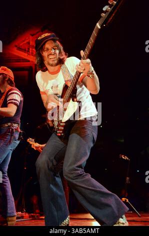 April 6, 2018: Bassist Cameron Duddy of the band Midland performs at ...