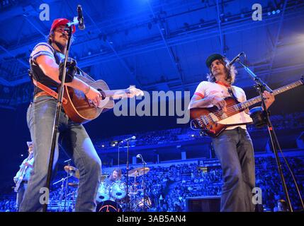 April 6, 2018: Bassist Cameron Duddy of the band Midland performs at ...