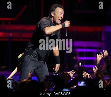 Bruce Springsteen perform on stage during Bruce Springsteen and The E ...