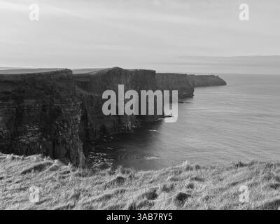 Black and white photo of the Cliffs of Moher in County Clare, Ireland ...