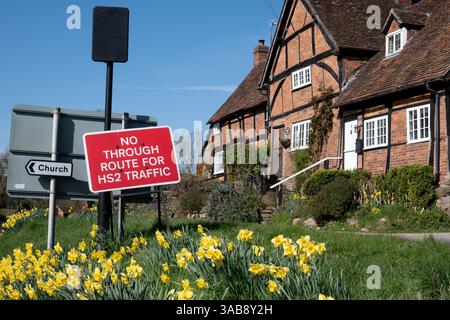 Stoneleigh village in spring with HS2 sign, Warwickshire, England, UK ...