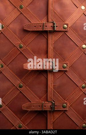 Close-Up of Leather Armor Buckles. Detailed view of medieval vest ...
