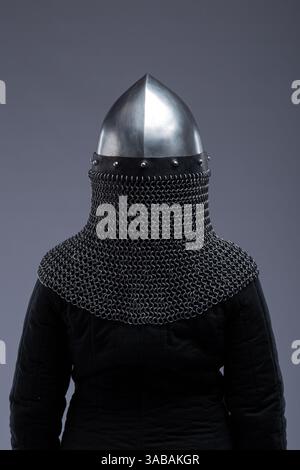 Norman Helmet with Chainmail Aventail. Medieval head protection with ...