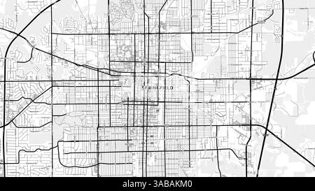 Minimalist Springfield Street Map with Labels and Neighborhoods with ...